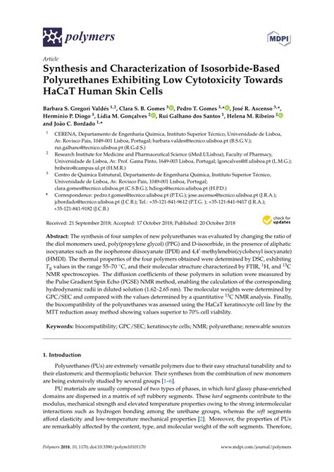 Pdf New Biocompatible Polyurethanes Synthesis Structural