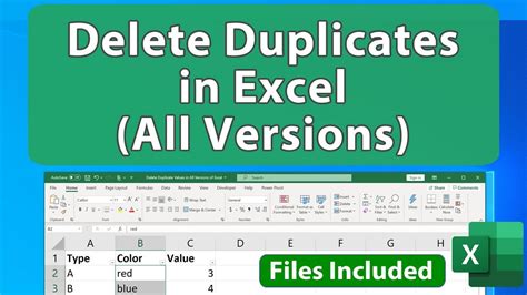 Delete Duplicate Values In All Versions Of Excel Youtube