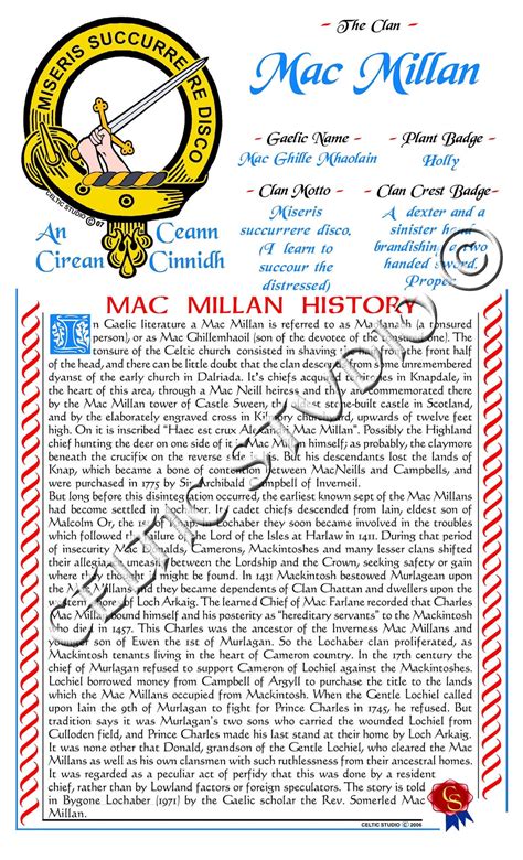 Macmillan Scottish Clan History Etsy