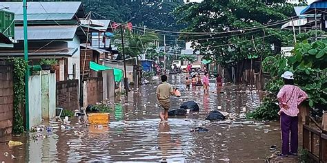 မြဝတီမြို့တွင် သောင်ရင်းမြစ်ရေ စိုးရိမ်ရေမှတ်ကျော်လွန်ပြီး ရပ်ကွက်အခ