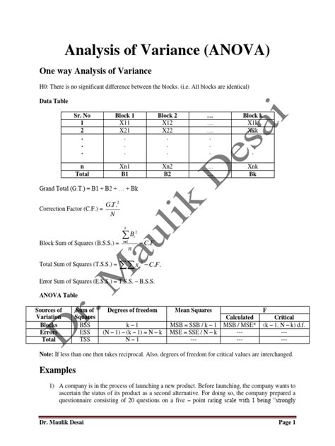 ANOVA | PDF | Analysis Of Variance | Errors And Residuals