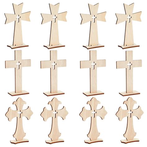 Bright Creations 12 Pack Wooden Crosses For Crafts Unfinished Wood