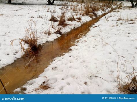 Dry Ditch And The Ground Barren In Agricultural Areas Stock Image