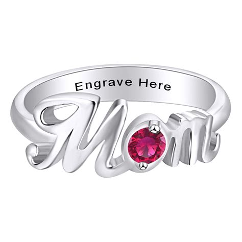 Mothers Day Jewelry Td Personalized Round Simulated Ruby Mom