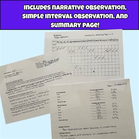 On Task Off Task Behavior Observation Form By Sweet Psych Station