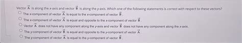 Solved Vector Vec A Is Along The X Axis And Vector Vec B Chegg Com