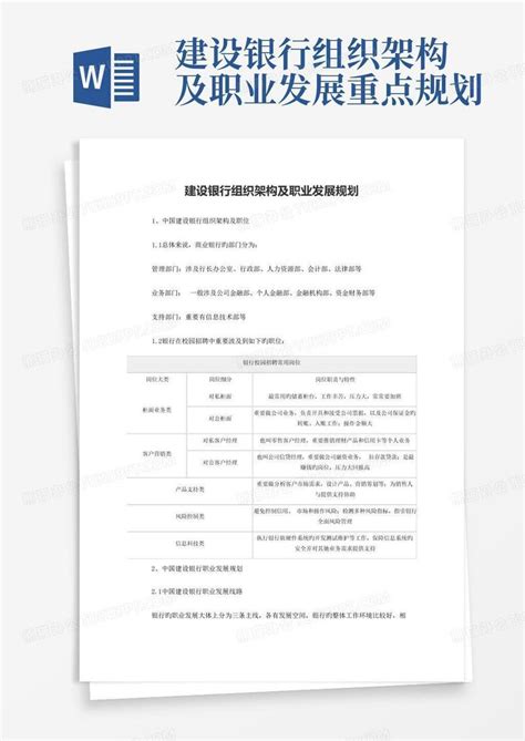 建设银行组织架构及职业发展重点规划word模板下载 编号qknewzxb 熊猫办公