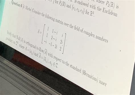 Solved Question Marks Consider The Following Matrix Chegg
