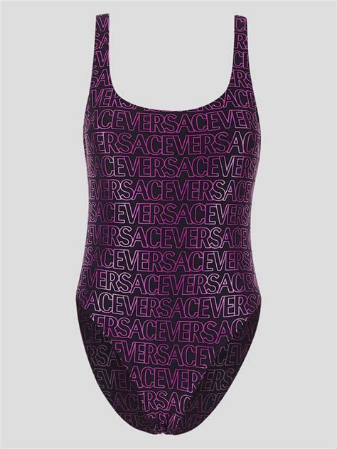 Buy Versace All Over Logo One Piece Swimsuit Blacktropicalpink At 26