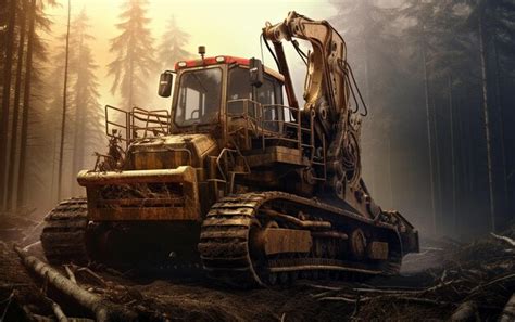 Premium Photo Tree Harvester Working In The Forest Logging Industry