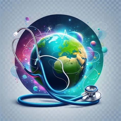Vector Del Día Mundial De La Salud Con La Tierra Global Y El Corazón