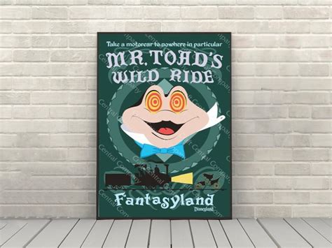Mr Toads Wild Ride Poster Fantasyland Poster Vintage Disney Attraction