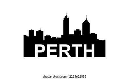 Perth Australia Skyline Silhouette Perth City Stock Vector Royalty
