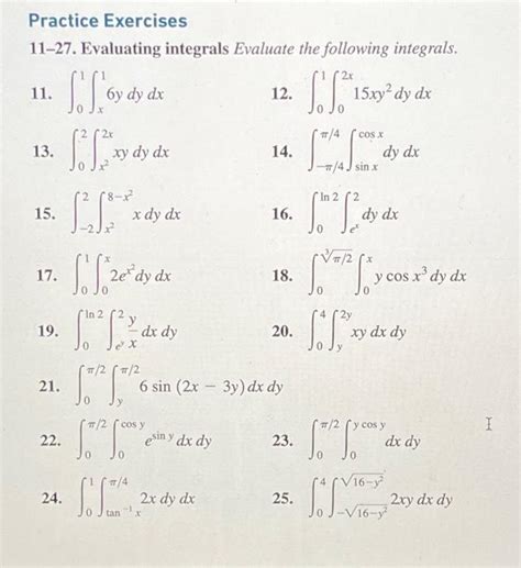 Solved Practice Exercises 11 27 Evaluating Integrals