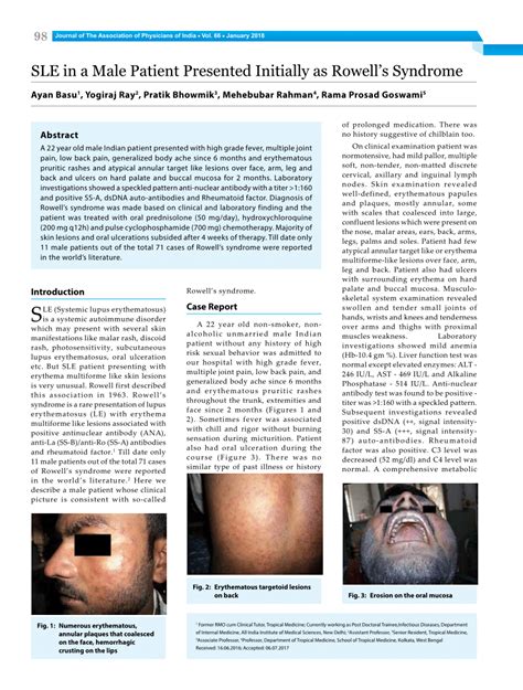 Pdf Sle In A Male Patient Presented Initially As Rowells Syndrome
