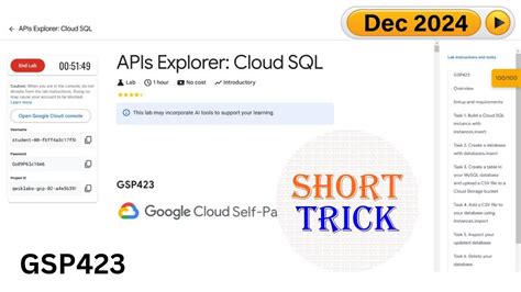 Apis Explorer Cloud Sql Gsp423 Qwiklabs Arcade Youtube