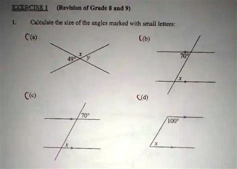 Exercise1 Revision 0f Grade 8 And 9 Calculate The Size Of The Angles