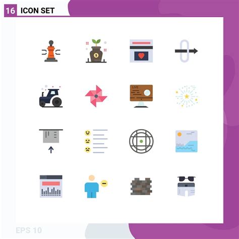 Mobile Interface Flat Color Set Of 16 Pictograms Of Farm Traffic Tree Gateway Wedding Editable
