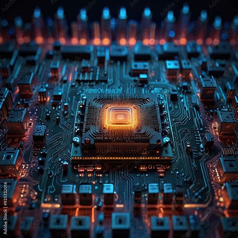 Abstract Technology Circuit Design Cpu Motherboard Of A Computer Board And Processor Created