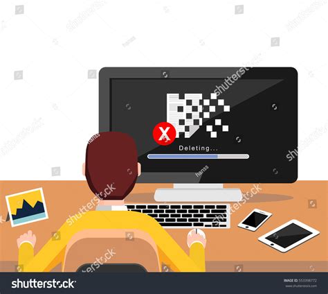 Deleting File Process On Desktop Screen Stock Vector Royalty Free Shutterstock