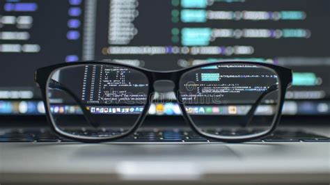 Eyeglasses Reflecting Computer Code On Laptop Stock Illustration Illustration Of Office