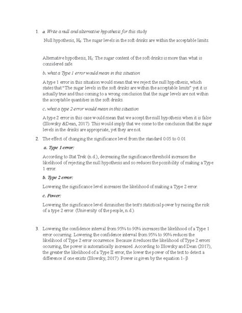 Hs Unit Assignment A Write A Null And Alternative Hypothesis