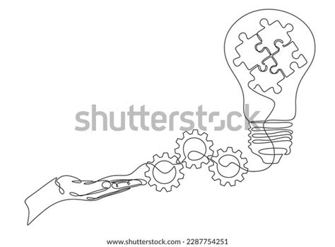 Continuous One Single Line Drawing Hand Stock Vector Royalty Free