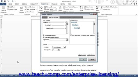 Microsoft Office Word 2013 Tutorial Creating A Table Of Contents 192