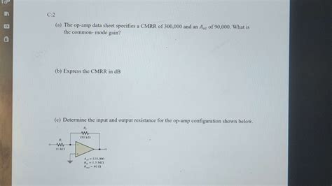 C2 A The Op Data Sheet Specifies A CMRR StudyX