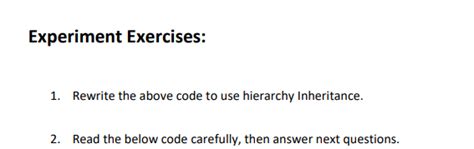 Solved Experiment Exercises 1 Rewrite The Above Code To