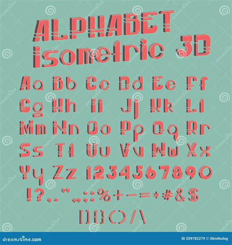 Vector Isometric 3d Font. Collection of Color Letters, Numbers and Punctuation Marks. Vector ...