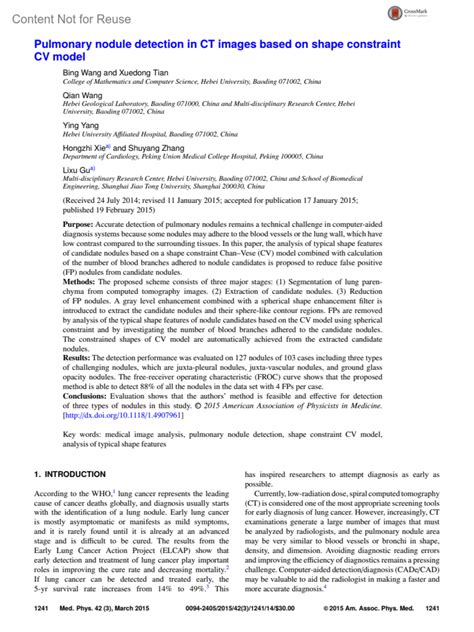 Pulmonary Nodule Detection In Ct Images Based On Medical Physics