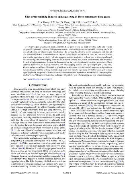 Pdf Spin Orbit Coupling Induced Spin Squeezing In Three Component Bose Gases