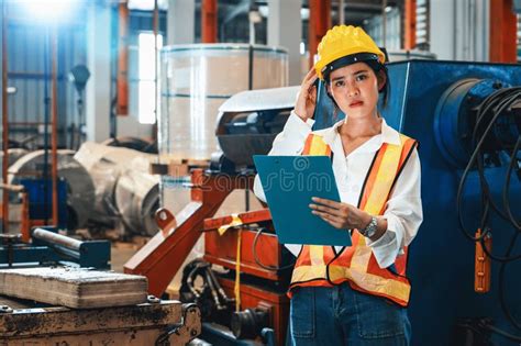 Professional Quality Control Inspector Conduct Safety Inspection Exemplifying Stock Photo