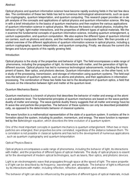 Optical Physics And Quantum Information Science Pdf Quantum