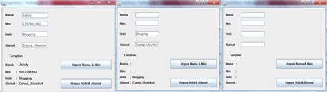 Membuat Button Input Output Hapus Nama Nim Alamat Pada Netbeans