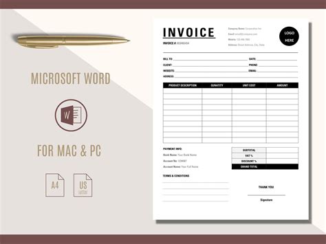 Invoice Design Stationery Design Stationery Paper Freelance Invoice Invoice Template Word