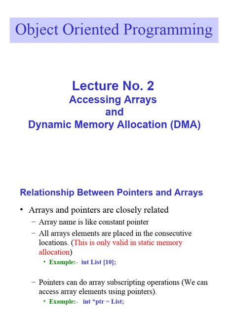Nu Lec 2 Dynamic Memory Allocation Pdf
