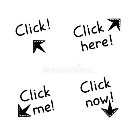 Doodle Arrow Click Icon Hand Drawn Mouse Cursor Vector Illustration Of Button Pointer In