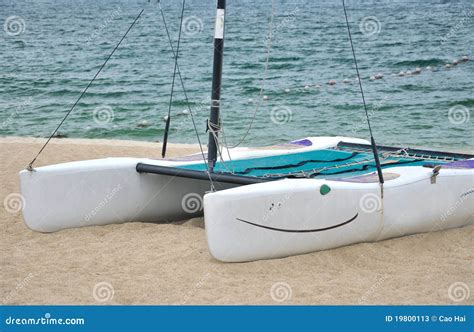 Small Catamaran On Beach Sand Stock Image Image Of Ship Small 19800113
