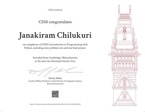 finished cs50p course with python janakiram chilukuri posted on the