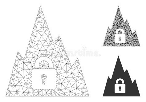 Locked Tunnel Vector Mesh Network Model And Triangle Mosaic Icon Stock Vector Illustration Of