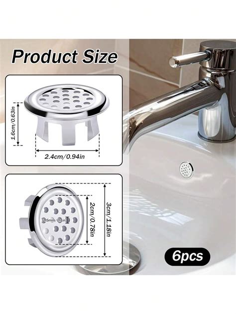 6pcs Sink Overflow Ring For Kitchen And Bathroom Plastic Overflow Cover Ring Insert Replacement