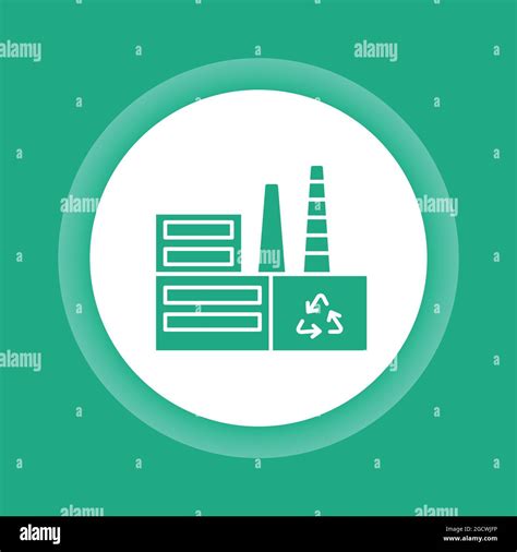 Green Manufacturing Color Glyph Button Icon Garbage Processing Plant