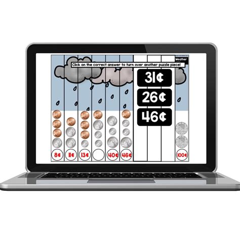 Digital April Math Puzzle Counting Coins Lucky Little Learners