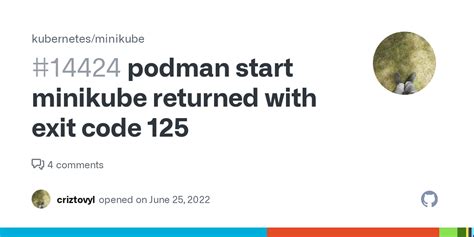 Podman Start Minikube Returned With Exit Code 125 · Issue 14424