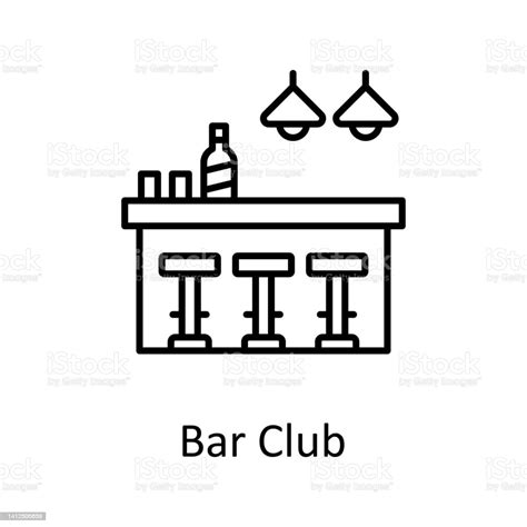 바 클럽 벡터 개요 아이콘 디자인 일러스트레이션 흰색 배경 Eps 10 파일에 기타 기호 건강관리와 의술에 대한 스톡 벡터 아트 및 기타 이미지 건강관리와 의술