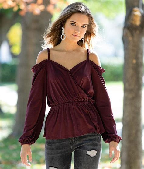Willow And Root Cold Shoulder Peplum Top Womens Shirtsblouses In