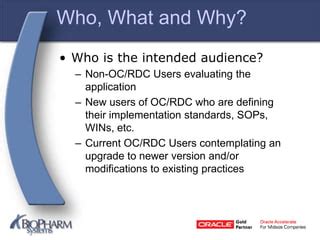 Oracle Clinical And RDC Implementation Standards And Best Practices PPT