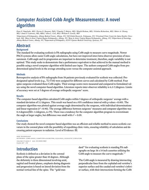 Pdf Computer Assisted Cobb Angle Measurements A Novel Algorithm